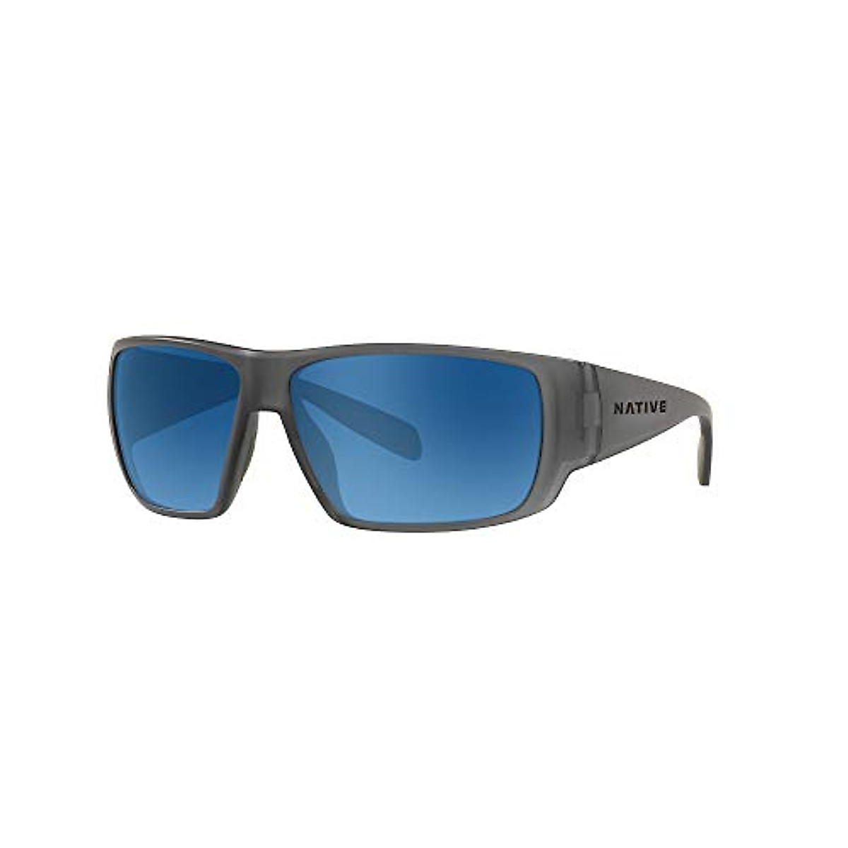 Native Eyewear Sightcaster Rectangular Sunglasses, Matte Smoke Crystal/Blue Reflex Polarized, 64 mm