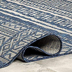 nuLOOM Abbey Tribal Striped Indoor/Outdoor Area Rug, 5' x 8', Blue