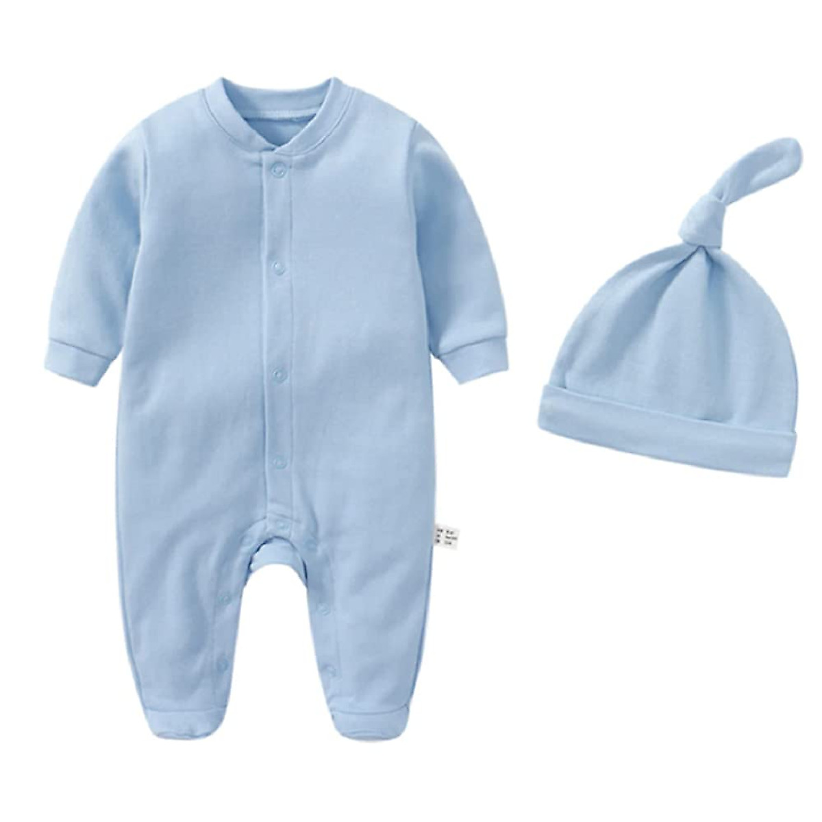 OYASUMI HANDMANDE Personalized Name Newborn Outfit with Hat Clothes Set Custom One Piece Bodysuit Baby Long Sleeve Outfit (Newborn, Blue)