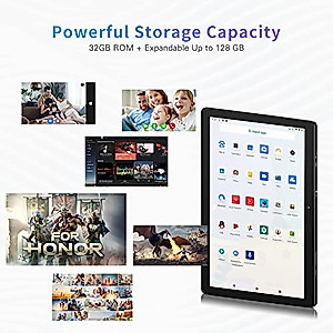 qunyiCO Android 11 Tablet 10 inch Y10 (10.1''), 2GB RAM 32GB Storage, 2MP+8MP Dual Camera, Quad-Core Processor, 1280x800 IPS HD Display Screen, Wi-Fi Bluetooth 5000mAh, GMS Certified Black