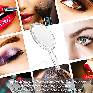 Queekay Double-Sided Handheld Mirror with Stand, 1X/10X Magnifying Mirror, Clear Adjustable, Round Shape, 25.8 x 15 cm