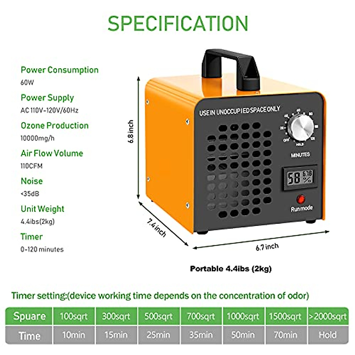 ELINP Industrial Ozone Generator 10,000 mg/h High Capacity Commercial Ozone Machine Odor Removal Deodorizer Ozonator for Home, Cars and Pets