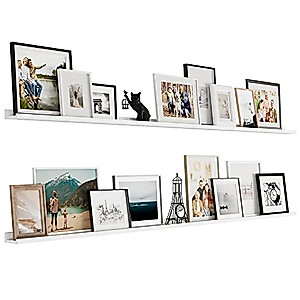Wallniture Denver White 84" Picture Ledge Shelf for Living Room Decor, Floating Shelves for Wall Decor, Long Shelf Set of 2 for Bedroom, Hallway