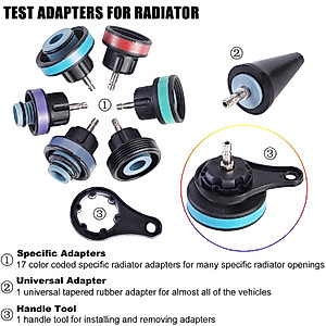 JIFETOR Radiator Coolant Pressure Tester Vacuum Refill Tool Kit, 28PCS Automotive Cooling System Leak Test and Pneumatic Purge Fill Set with Testing Adapter Caps Universal for Airlift Car Auto Truck