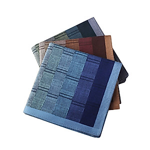 Mens Luxury 100% Cotton Handkerchiefs Plaid 3PCS