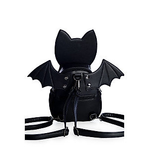 Lost Queen Women's Wendigo Bag Convertible Backpack Cute Black Cat Bat Crossbody Purse