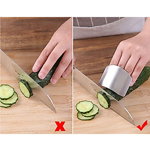 8 Pcs Finger Protector for Cutting Food,Stainless Steel Finetaur Finger Guard for Cutting Vegetables,Finger Shield for Dicing Slicing Chopping Thumb Finger Guard(Single)