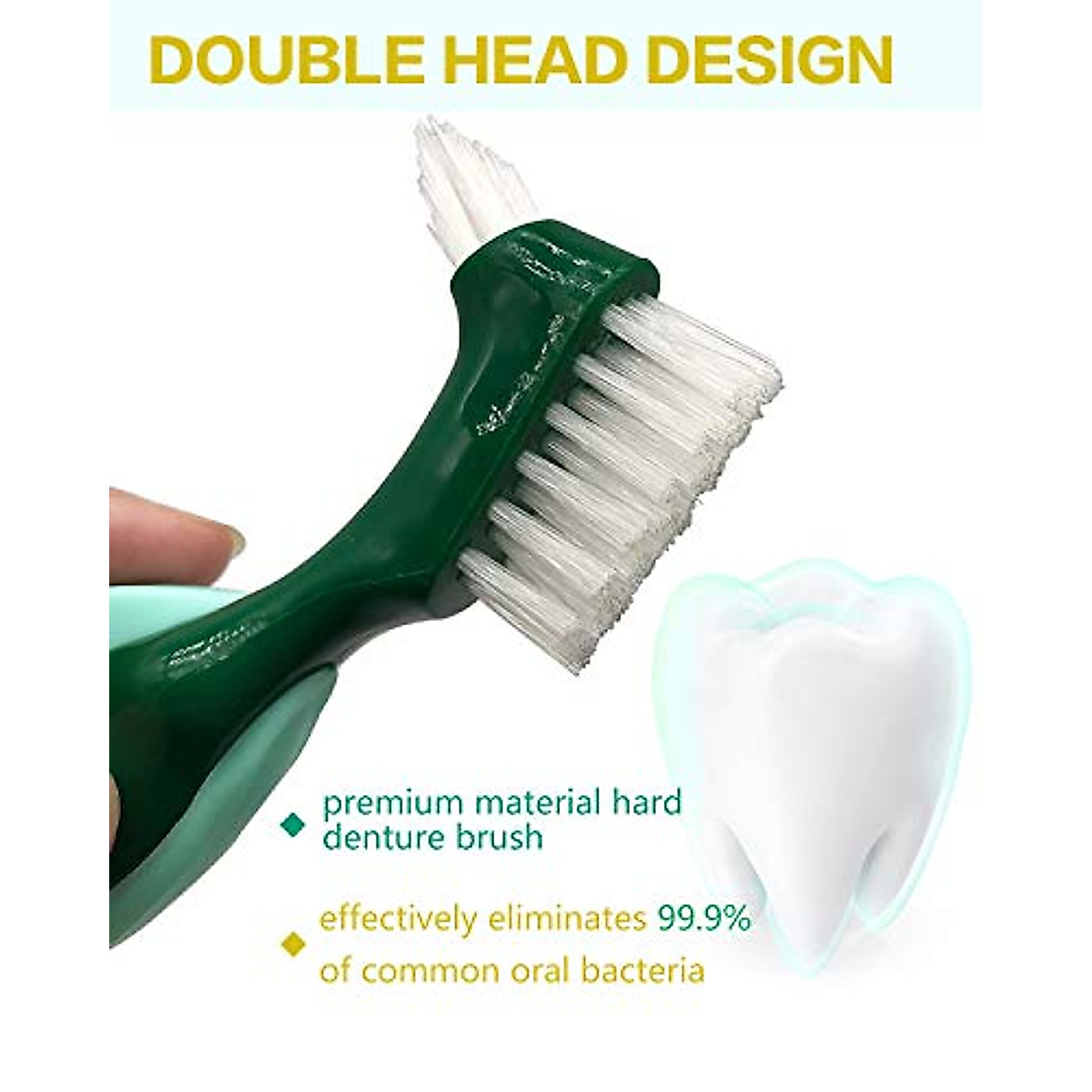 Premium Hard Denture Brush Toothbrush, Cleaning Brush, Multi-Layered Bristles & Portable Denture Double Sided Brush, Denture Care(Pack of 2)
