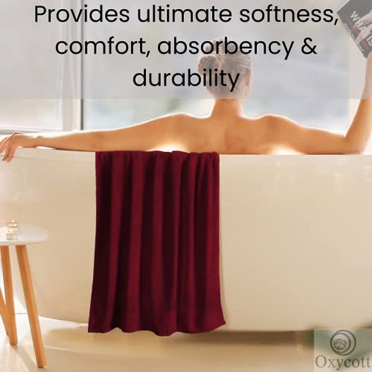 Oxycott Luxurious 600 GSM Set of 2 Bath Sheets 100% Ring Spun Cotton - Hotel Quality Bath Sheet Towels for Adults - Soft Absorbent Quick Dry Extra Large Bath Sheet for Bathroom - 35x68 Burgundy Red