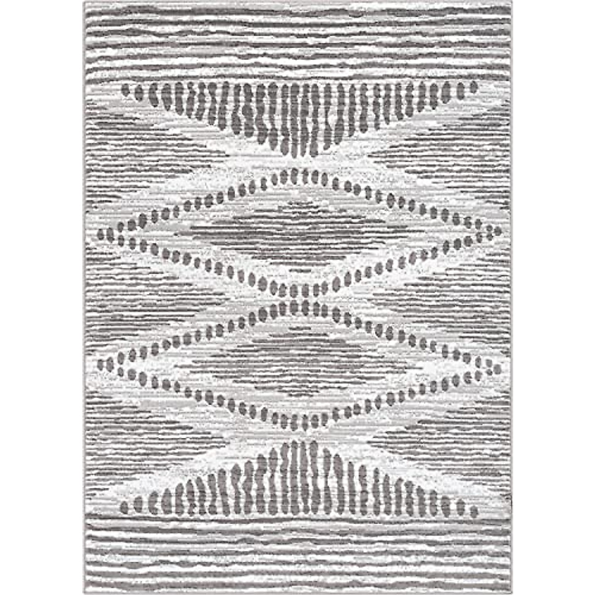 Well Woven Axasta Ivory Grey Diamond Medallion Tribal Area Rug 3x5 (3'11" x 5'3")