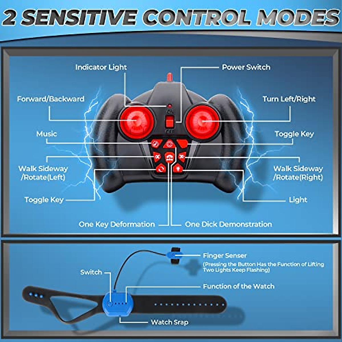 Dysaim Gesture RC Car, Gesture Sensing RC Stunt Car Toys for Kids 6-12 yr, 2.4GHz 4WD Hand Remote Control Cars with Lights Music, Off-Road 360° Rotation RC Drift Car Birthday Gifts for Boys Girls