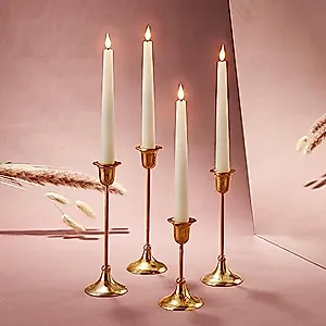 LampLust Flameless Candles with Remote Battery Operated Flickering Flameless Candles, 9in LED Candles, Ivory Real Wax, Wedding Decor, Valentine, Mantel and Farmhouse Home Decorations, Set of 4