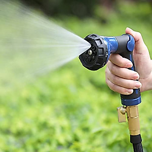 FANHAO Garden Hose Nozzle 100% Heavy Duty Metal Water Hose Sprayer with 8 Spray Patterns, High Pressure Spray Nozzle with Thumb Control, On Off Valve for Watering Plants, Washing Cars & Pets, Blue