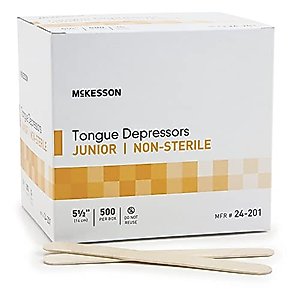 McKesson Tongue Depressor, Non-Sterile, Wooden, Junior, 5 1/2 in, 5000 Count