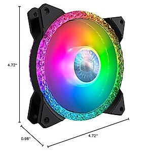 Cooler Master MasterFan MF120 Prismatic Tri-Loop ARGB 3-Pin Fan, 24 Independently LEDs, 6 LEDs Fan hub, 120mm PWM Static Pressure Fan, ARGB Header Extender for Computer Case & Liquid Radiator