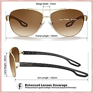 CARFIA Polarized Sunglasses for Women UV Protection Ultra-Lightweight Comfort Metal Frame Driving Glasses CA3210