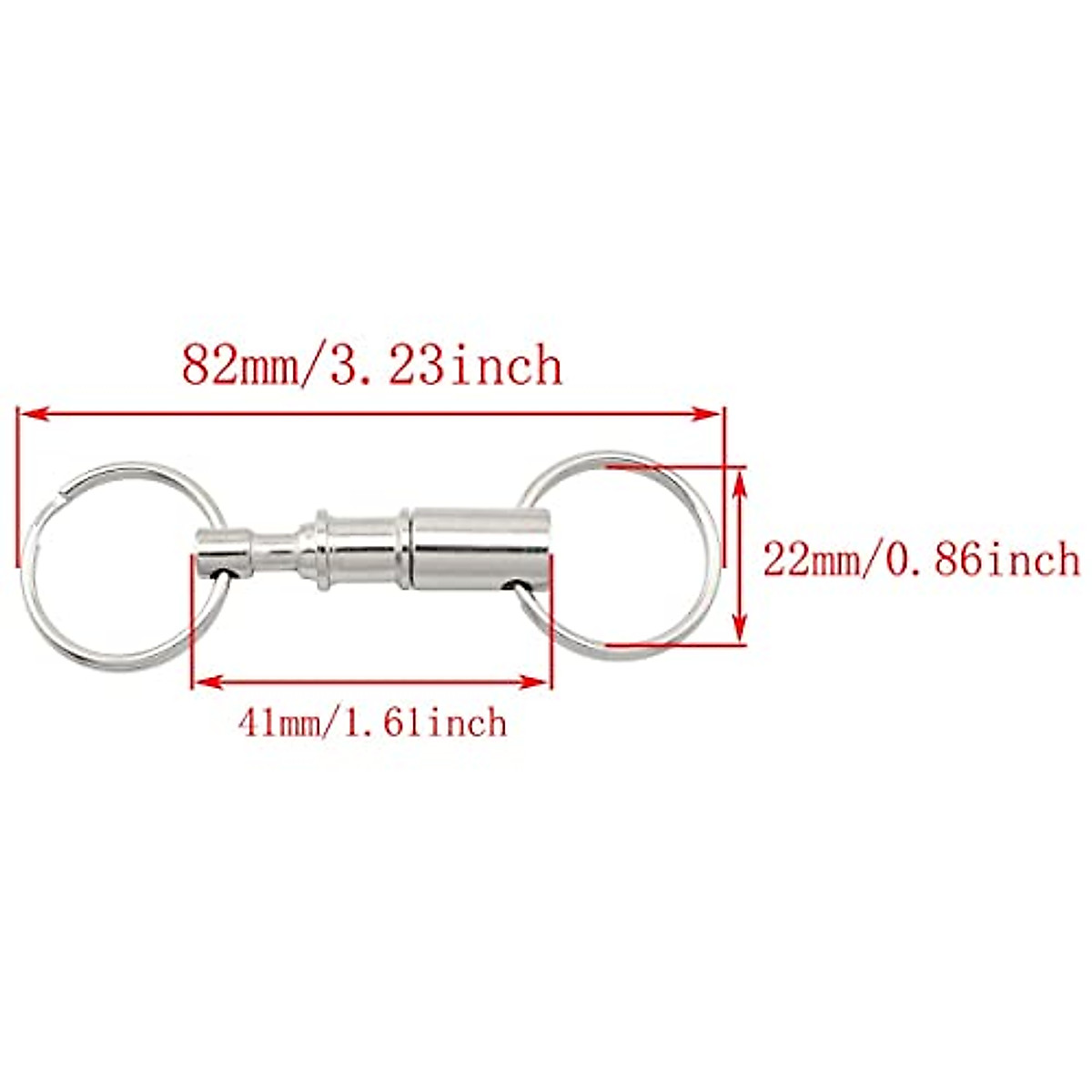 TAODAN 5-Pack Heavy Duty Dual Key Ring Quick Release Detachable Pull-Apart Key 2 Split Rings Keychains Lock Holder Key Accessory