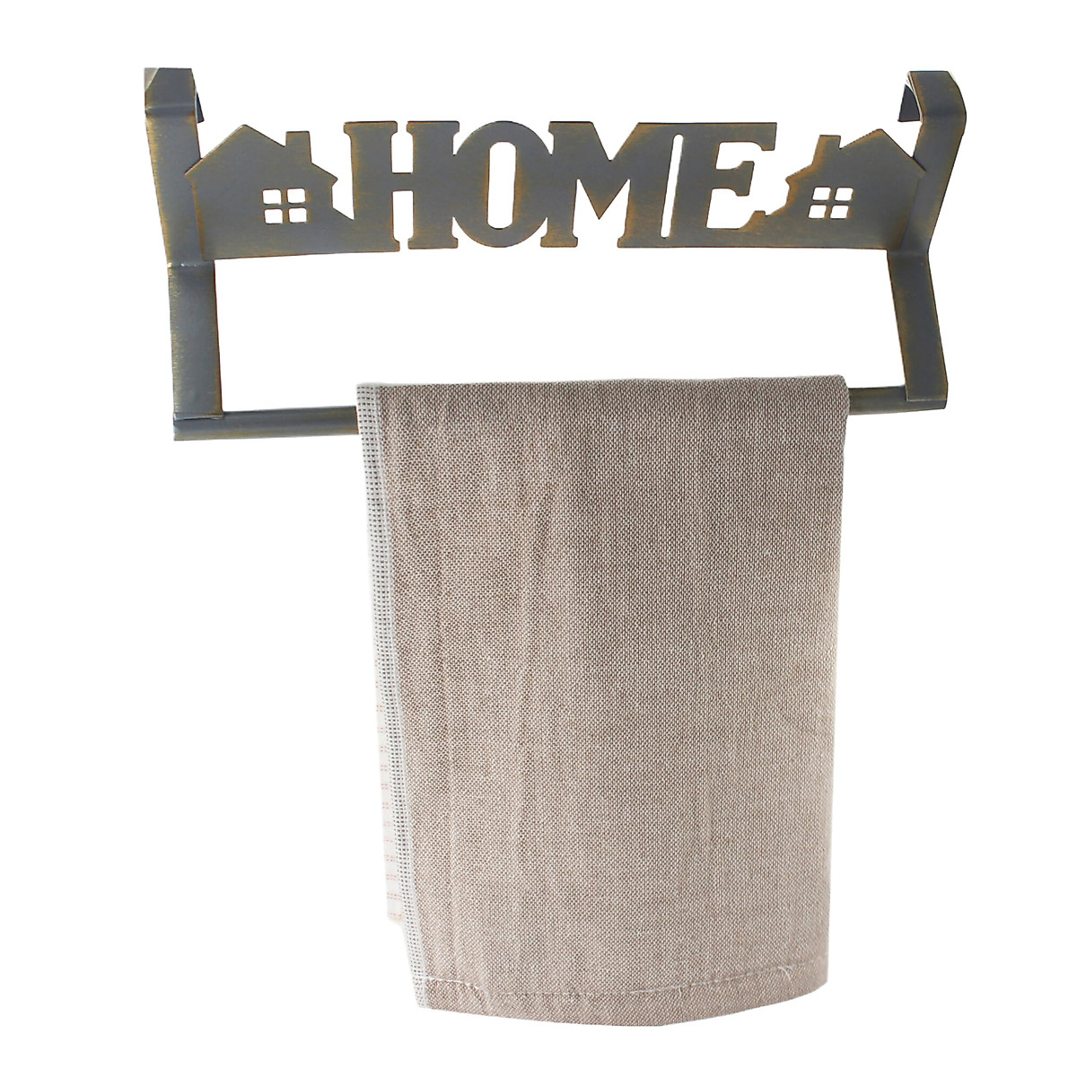 Cabinet Door Towel Holder, Over Cabinet Towel Bar, Kitchen Over Cupboard Door Towel Holder, Stainless Steel Dish Towel Holder for Cabinet Door, Matte Black (Light Blue)