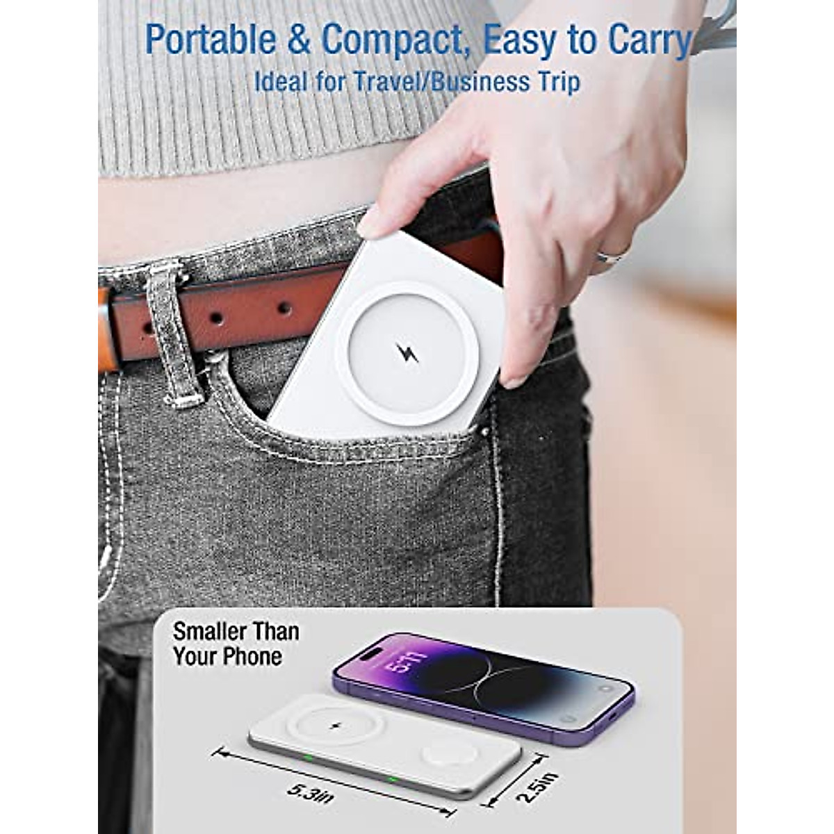 2 in 1 Wireless Charger, 15W Dual Wireless Charging Pad for iPhone 14/14 Pro/13/13 Pro/12/12 Pro/11/X/8, Samsung S23/S22/ S21/ Note 20, Airpods 3/2/Pro, iWatch 8/7/6/SE /5/4/ 3/2(with QC 3.0 Adapter)