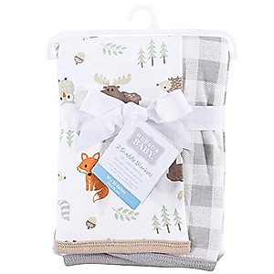 Hudson Baby Unisex Baby Cotton Swaddle Blankets, Woodland, One Size