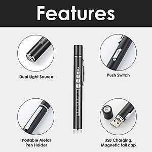 URHEALTH Rechargeable Pen Light | LED Penlight | USB Rechargeable | Black