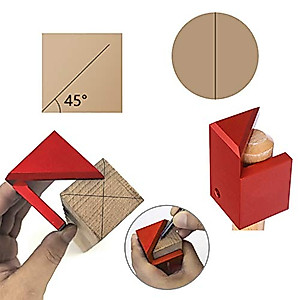 OwnMy 45 Degree Angle Marker Aluminum Alloy Pen Center Finder with Inch Scale, Woodworking Center Scriber Right Angle Line Drawing Ruler Measuring Tool Centerfinder for Woodworking (Red)