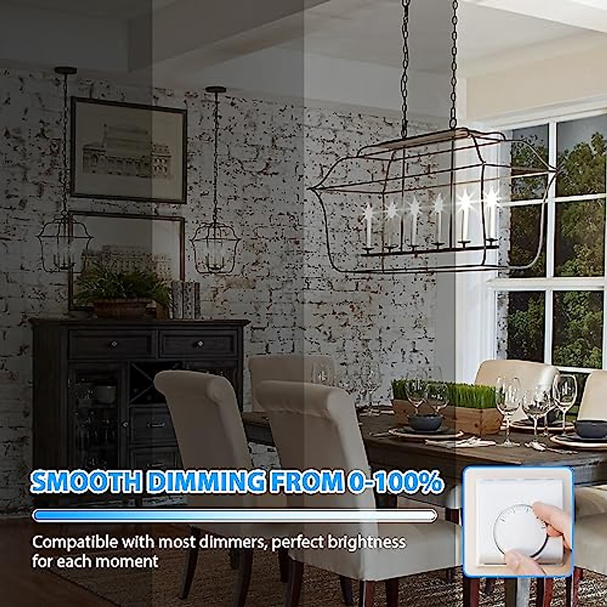 E12 Candelabra LED Light Bulbs, Dimmable 40 Watt Equivalent 5000K Bright Daylight White Candle Bulbs, 4W 460 LM Decorative CA10 Filament Chandelier Lamp Base for Bedroom Living Room Office, 12-Pack