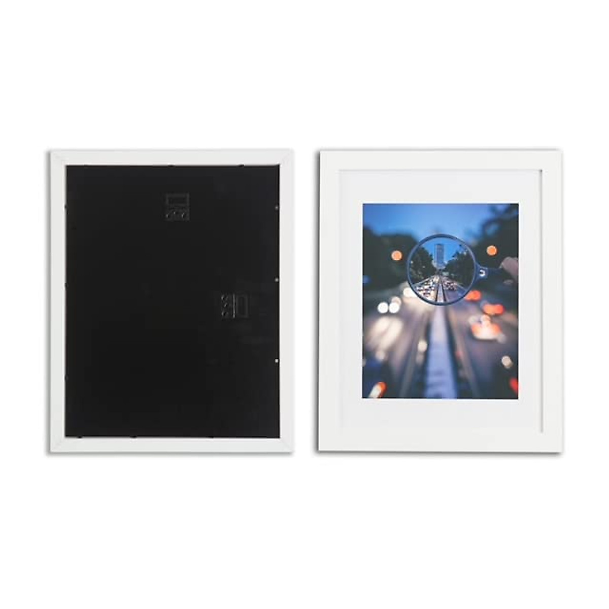iDecorlife 16x20 White Picture Frames - Extra Thick Tempered Glass and Real Wood 11x14 Picture Frame with Mat or 16x20 Frame Without Mat - Wall Mounting Ready Real Wood Photo Frame