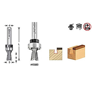 Amana Tool - 45884 Carbide Tipped Keller Dovetail 7 Deg x 5/8 Dia x 1" x 3/8 Shank wit