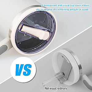 40 oz Tumbler Flip Straw Lid Compatible with Stanley Cup 40oz Tumbler Tumbler Cover Compatible with Stanley Cup Quencher (Cream White, 2 Pack)