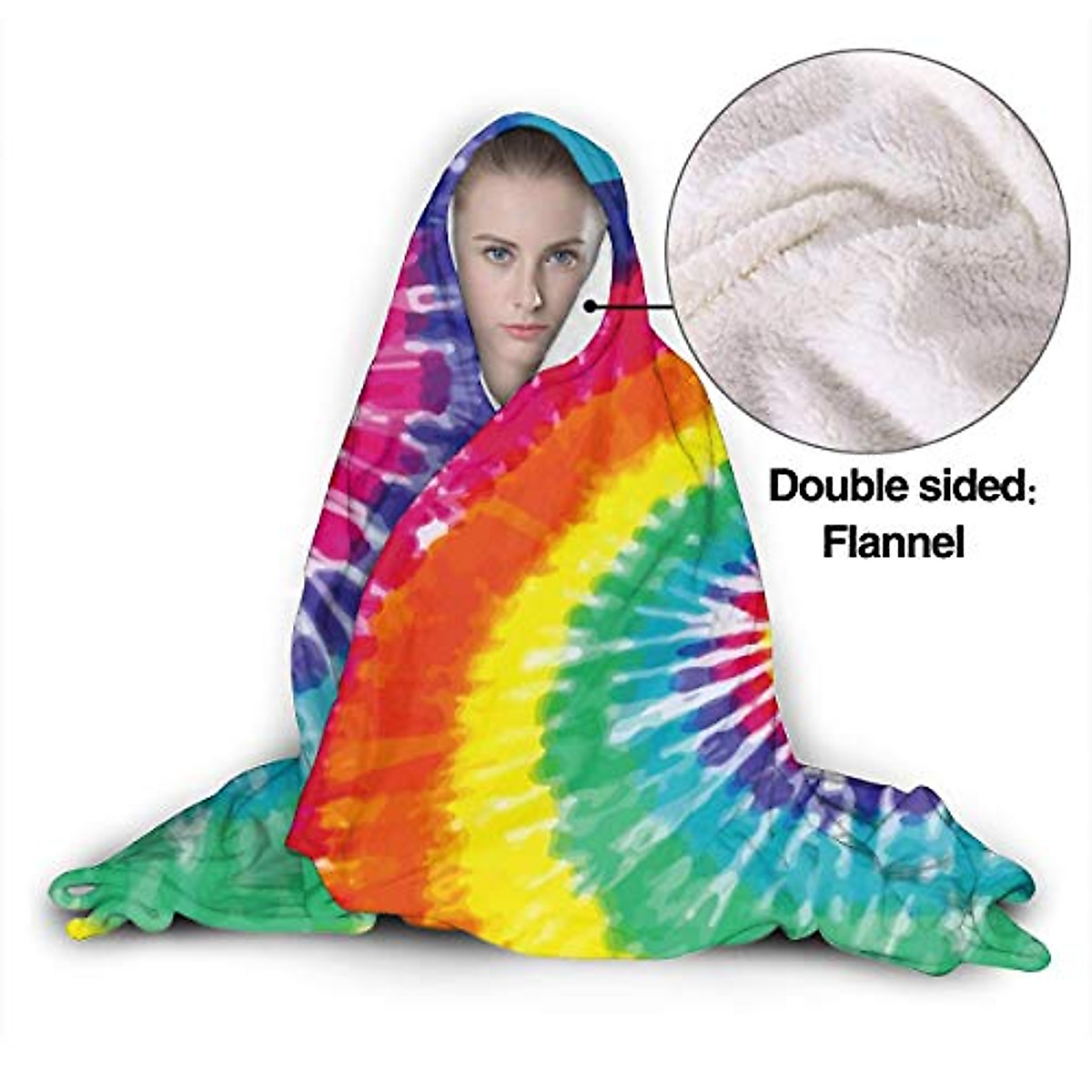 Tie Dye Hoodie Blanket Wearable Throw Blankets for Couch Blanket Hooded for Baby Kids Men Women