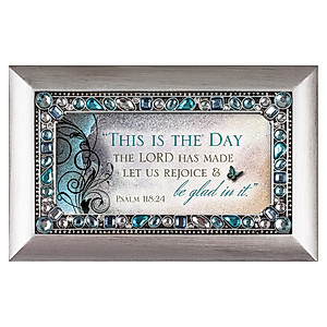 Cottage Garden This is The Day Lord Has Made Brushed Silvertone Jewelry Music Box Plays in The Garden