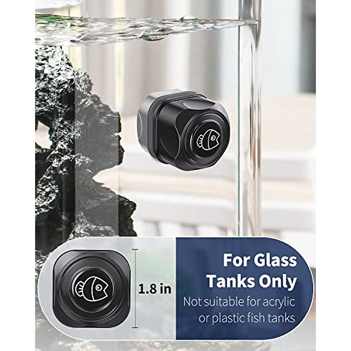 Pawfly Aquarium Magnetic Brush for Glass Fish Tanks 1.8 Inch Stain Scrubber Pads Floating Cleaning Tool for 4/5 Inch Thick Fresh & Marine Aquariums up to 30 Gallons (Not for Acrylic & Plastic Tanks)