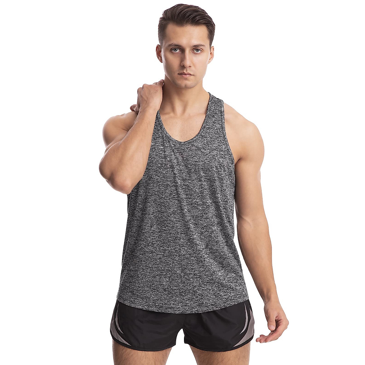 Vislivin Workout Tank Tops for Men Quick Dry Y-Back Tanks Bodybuilding Sleeveless Shirts-4 Packs Black/Sky Blue/Grey/ArmyGreen XXL