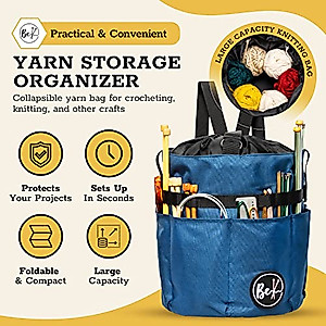 BeKnitting Knitting Bag Backpack - Convertible Yarn Storage Organizer for Knitting & Crochet Supplies - Collapsible Yarn Bag for Crocheting, Knitting, and Other Crafts