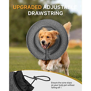 MIDOG Dog Cone Collar for Large Medium Dogs, Soft Inflatable Dog Cone Alternative After Surgery, Adjustable Protective Recovery Cone - Alternative E Collar Does Not Block Vision (Gray, L, Patented)