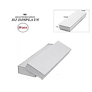 Pack of 20 Boxes Elegant White Paper Cotton Filled Boxes Jewelry Bracelet, Watches, Necklace and Anklet Gift Displays 8" x 2" x 1" Inches #82