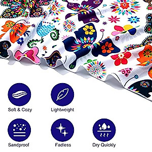 ARTHMOM Suger Butterfly Microfiber Beach Towel Quick Dry Sand Proof Soft Bath Pool Beach Towels for Woman Men Adults,60x31 inches