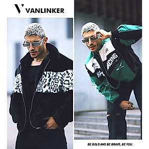 VANLINKER Cool Rectangle Sunglasses for Women Men Cyber Y2K Shield Flat Top Futuristic Sun Glasses Trendy Side Lens Shades Silver Mirrored VL9640