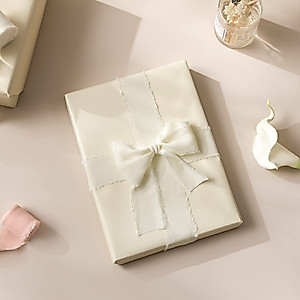 joybest Handmade Chiffon Ribbons for Gift Wrapping, Pink & Cream White Boho Fabric Ribbons for Crafts, Silk Pink Ribbons for Wedding Invitation, Bridal Bouquets, DIY Crafts, Party Decor 1.5’’ x 7Yd