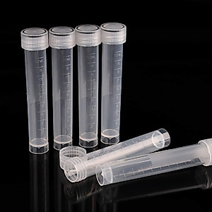 Bekith 50pcs 10ml Lab Plastic Frozen Test Tubes with Screw Caps, Vial Seal Cap Container for Laboratory School Educational