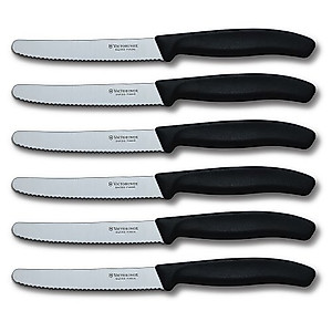 Victorinox Swiss Classic 6-Piece Steak Knife Set, 4-1/2-Inch Serrated Blades with Round Tip, 4-Inch