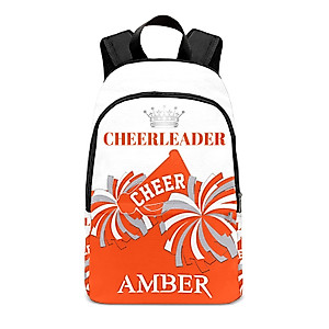 XOZOTY Funny Cheerleader Orange White Backpack for Sport Hiking Nylon Waterproof Bookbag