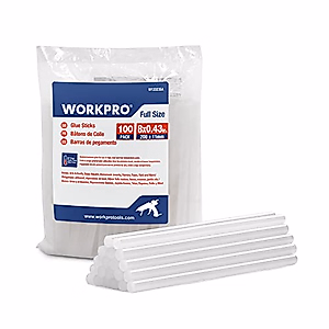 WORKPRO Full Size Hot Glue Sticks, 100-pack, 0.43x8 Inches, Compatible with Most Glue Guns, Multipurpose for DIY Art Craft General Repairs, Home Decorations and Gluing Projects