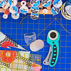 Premier Blades 45mm Rotary Cutter Tool (5 Extra Blades Included) Ergonomic Soft Handle Stainless Steel Blades- Perfect for Quilting & Cutting Fabric, Paper, Leather, and More!