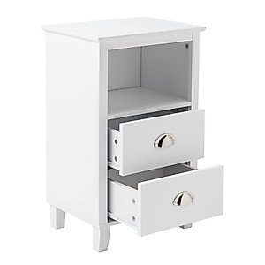 Nightstand with 2 Drawers, Side Table with Storage, End Table for Living Room, Bedroom, Sofa Side Table with Open Storage Space Wood Nightstand Design, Side Table 40x30x63CM