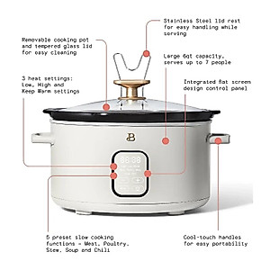 Beautiful 6 Quart Programmable Slow Cooker, Drew Barrymore (White Icing)