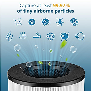 2 Pack AC300 True HEPA Replacement Fil-ter, Compatible with Purivortex AC300 Air Puri-fiers, 3 Stages H13 True HEPA Filter, White