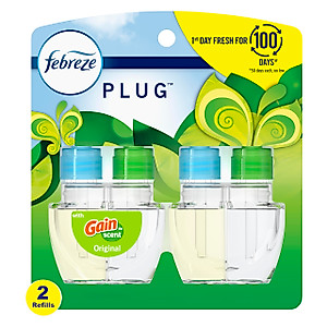 Febreze Odor-Fighting Fade Defy PLUG Air Freshener Refill, Gain Original Scent, (2) .87 fl. oz. Oil Refills