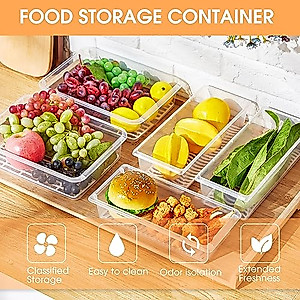 Thyle Clear Storage Bins with Lids Plastic Stackable Fridge Organizers with Removable Drain Tray Keep Fresh Food Storage Containers for Fridge Refrigerator Fruit Vegetables Pantry (9 Pcs,XL, L, S)